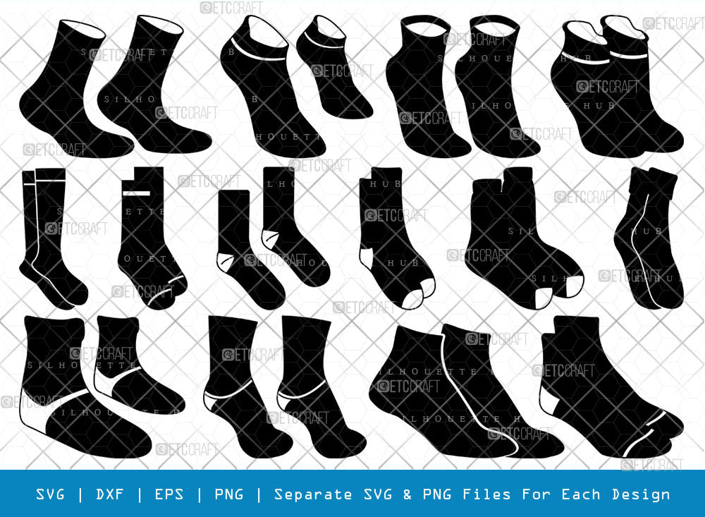 Sock SVG, Sock Silhouette, Ankle Socks Svg, Crew Sock Svg, Half Socks ...