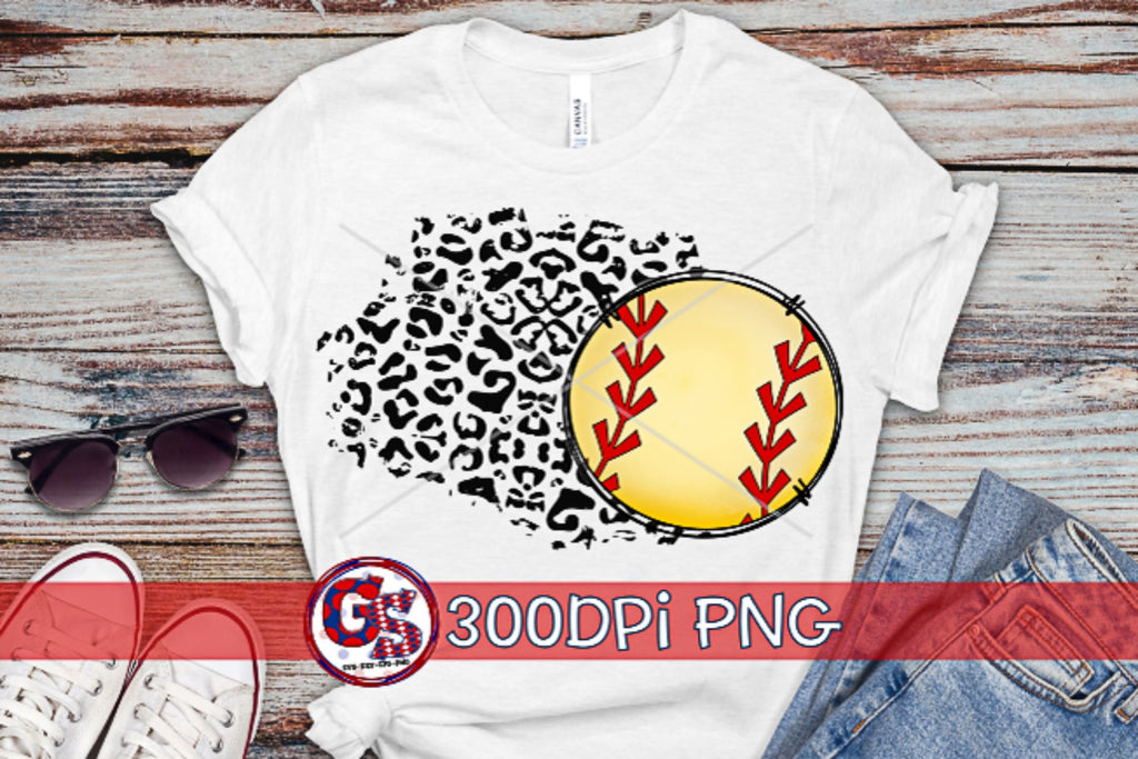 Softball and Leopard PNG for Sublimation - So Fontsy