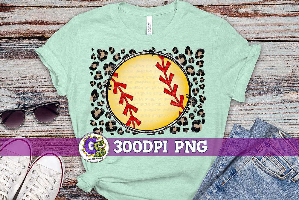 Softball Leopard PNG for Sublimation - So Fontsy