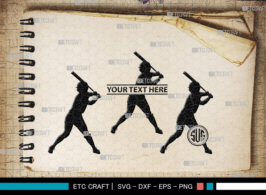 Softball Monogram, Softball Silhouette, Softball SVG, Softball Player ...