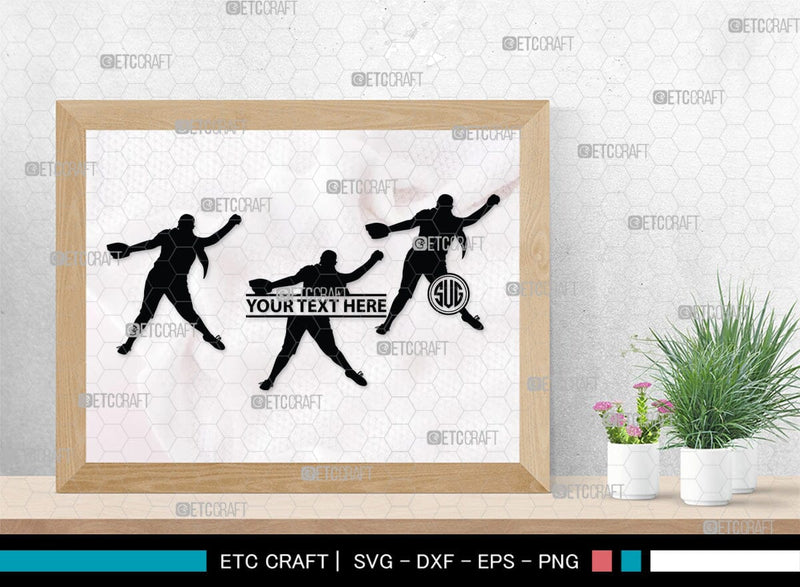 Softball Monogram, Softball Silhouette, Softball SVG, Softball Player ...