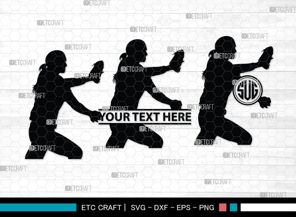 Softball Monogram, Softball Silhouette, Softball SVG, Softball Player ...