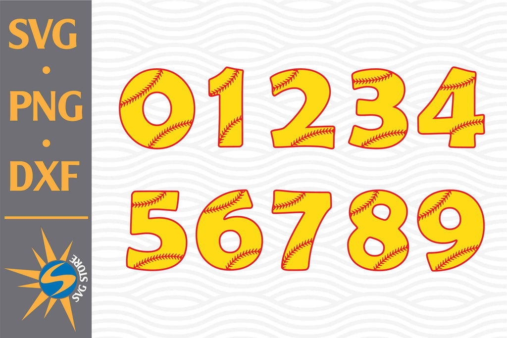Softball Numbers SVG, PNG, DXF Digital Files Include - So Fontsy