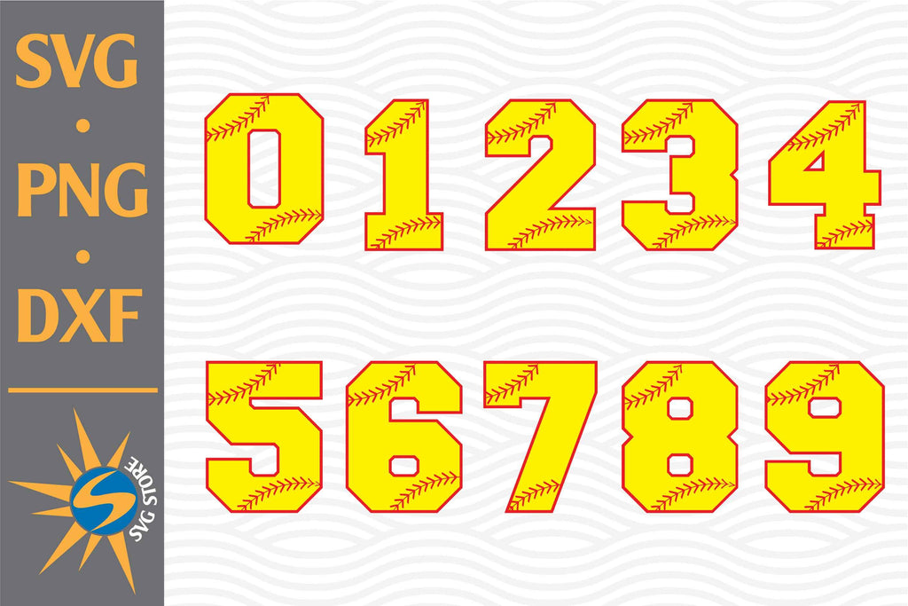Softball Numbers SVG, PNG, DXF Digital Files Include - So Fontsy