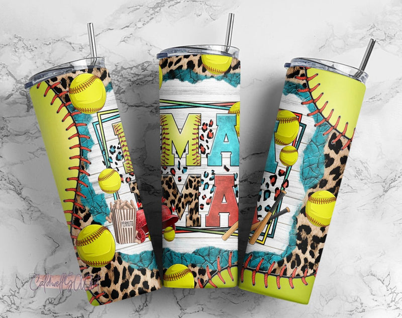 Softball Sublimation Tumbler Designs PNG, 20oz Skinny Tumbler Wraps ...