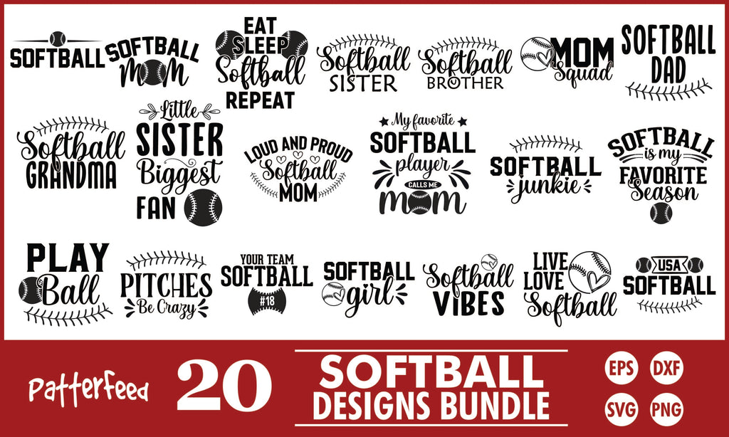 Softball SVG Designs Bundle - So Fontsy
