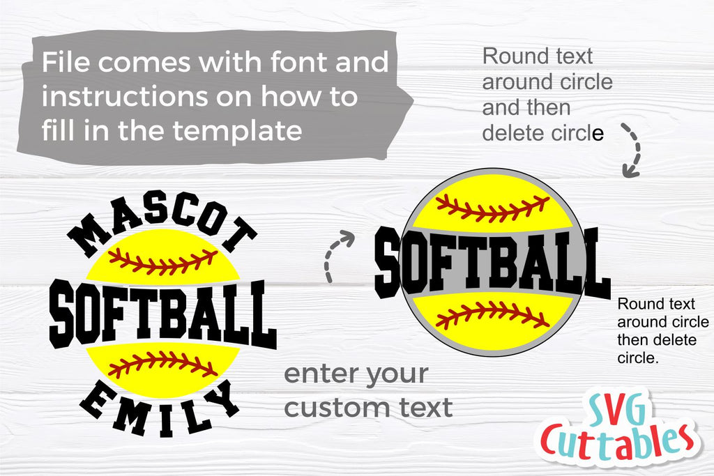 Softball SVG | Softball Template 0046 - So Fontsy