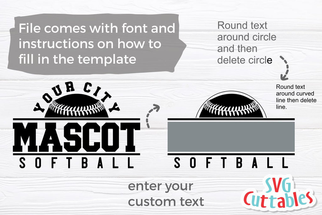 Softball SVG | Softball Template 0048 - So Fontsy