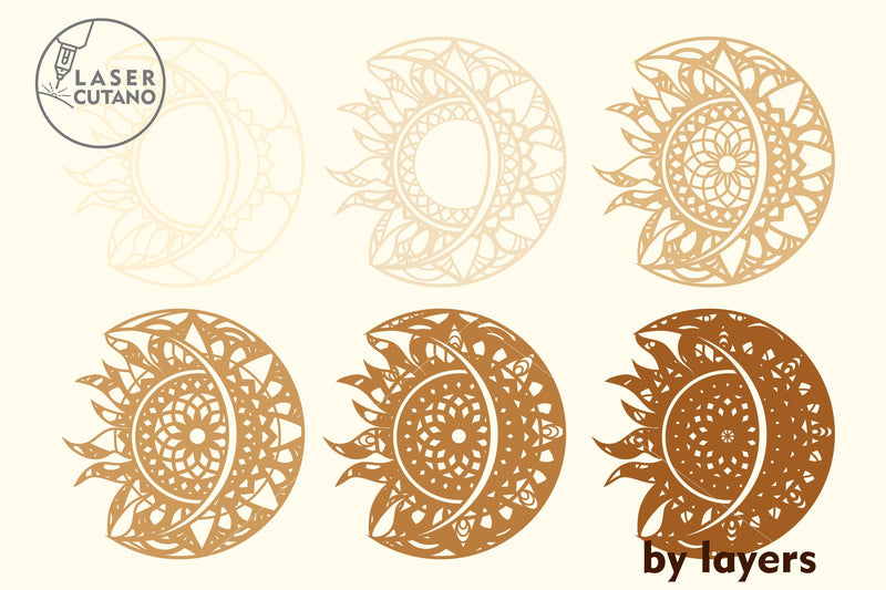 Solar Eclipse Laser Cut Wood Wall Art Sun and Moon - So Fontsy