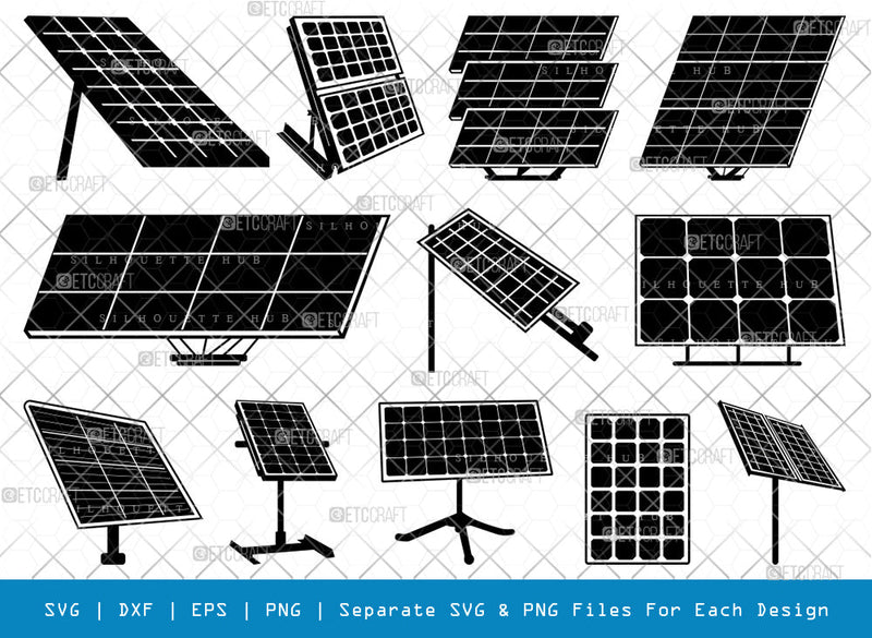 Solar Panel SVG Bundle, Solar Panel Silhouette, Solar Svg, Renewable ...