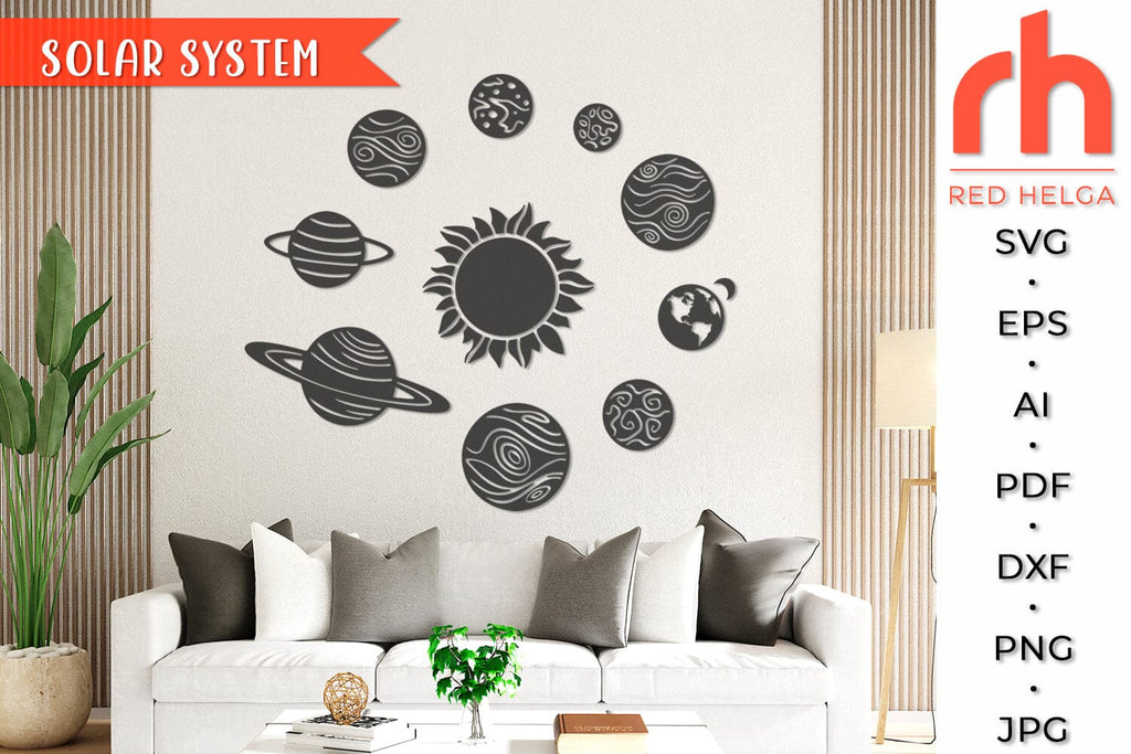 Solar System SVG, Space Theme DXF, Planets Silhouette, Outer Space Cut ...