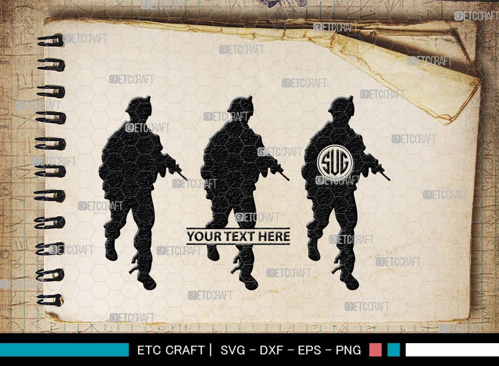 Soldiers Monogram, Soldiers Silhouette, Soldiers SVG, Military Svg ...