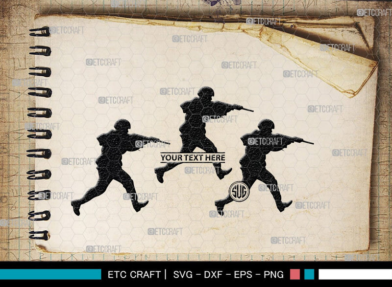 Soldiers Monogram, Soldiers Silhouette, Soldiers SVG, Military Svg ...