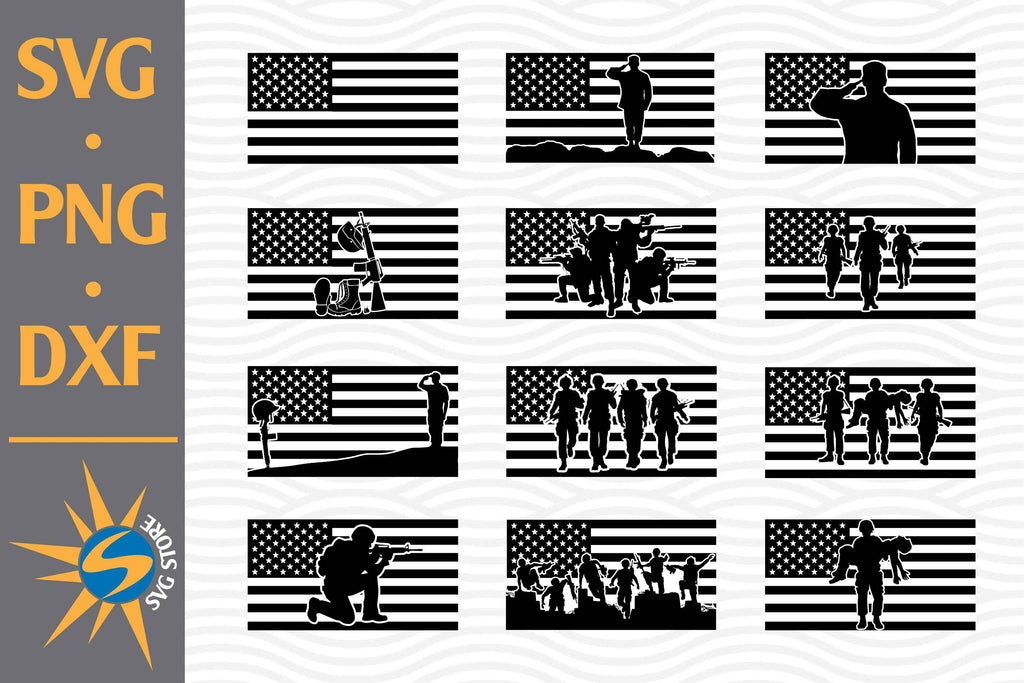 Soldier American Flag SVG, PNG, DXF Digital Files Include - So Fontsy
