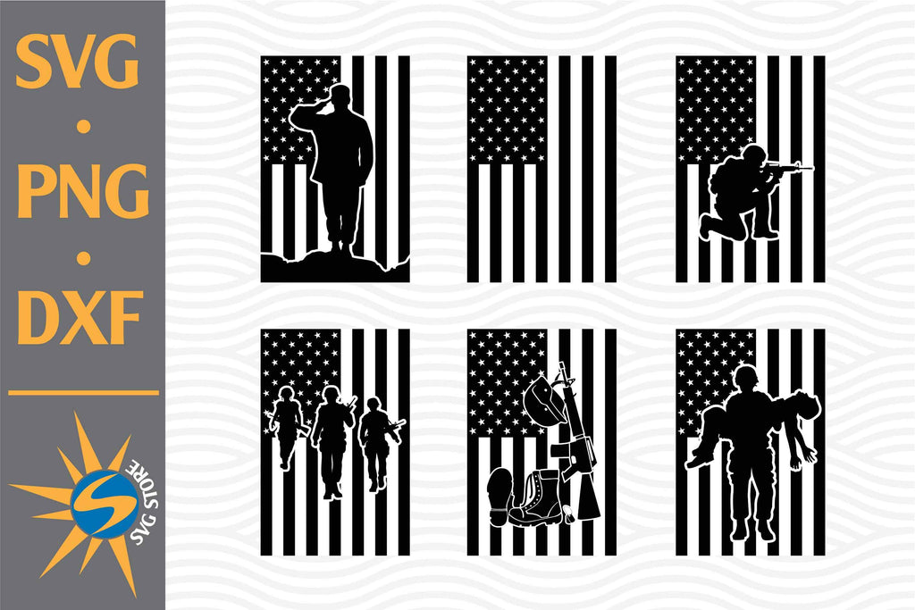 Soldier American Flag SVG, PNG, DXF Digital Files Include - So Fontsy