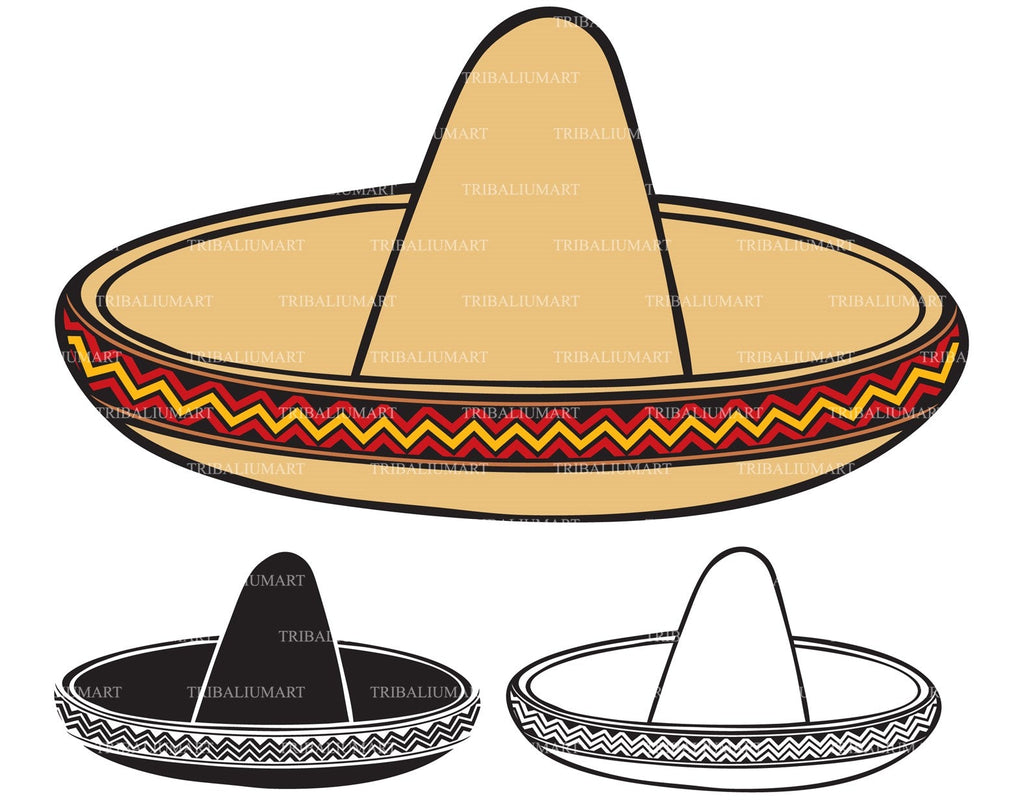 Sombrero. Cut files for Cricut. Clip Art silhouette (eps, svg, pdf, png ...