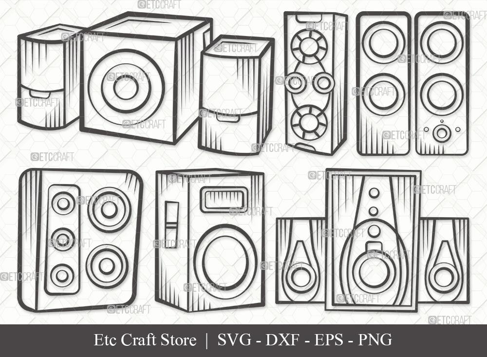 Sound Box Outline SVG Cut File | Speakers Svg | Speaker Box Svg ...