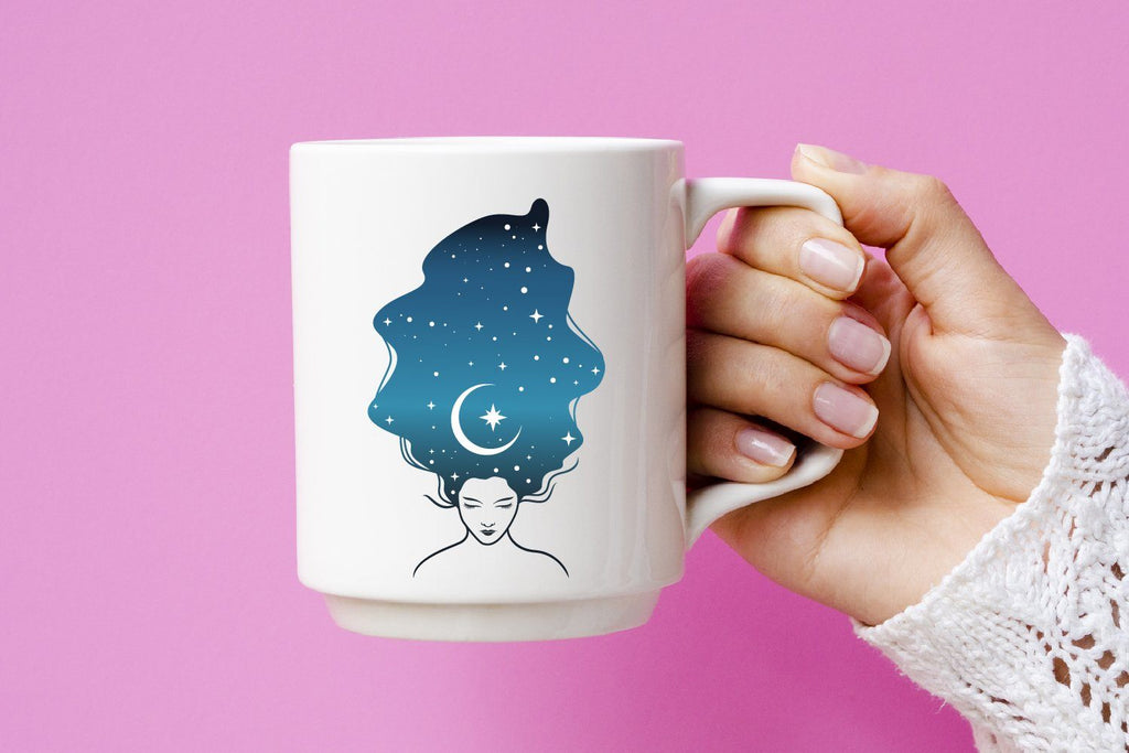 Space Girl Stars, Boho celestial Girl SVG - So Fontsy