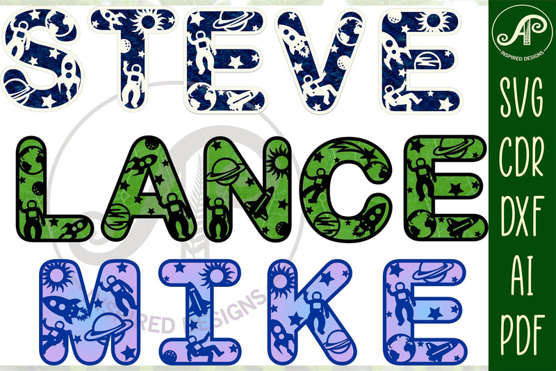 space theme alphabet set. 2 layer letters. 47letter - So Fontsy