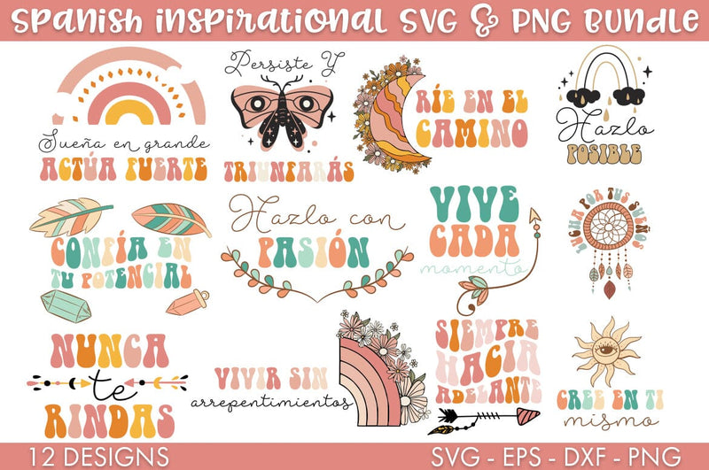 Spanish Inspirational Boho SVG Bundle PNG - So Fontsy