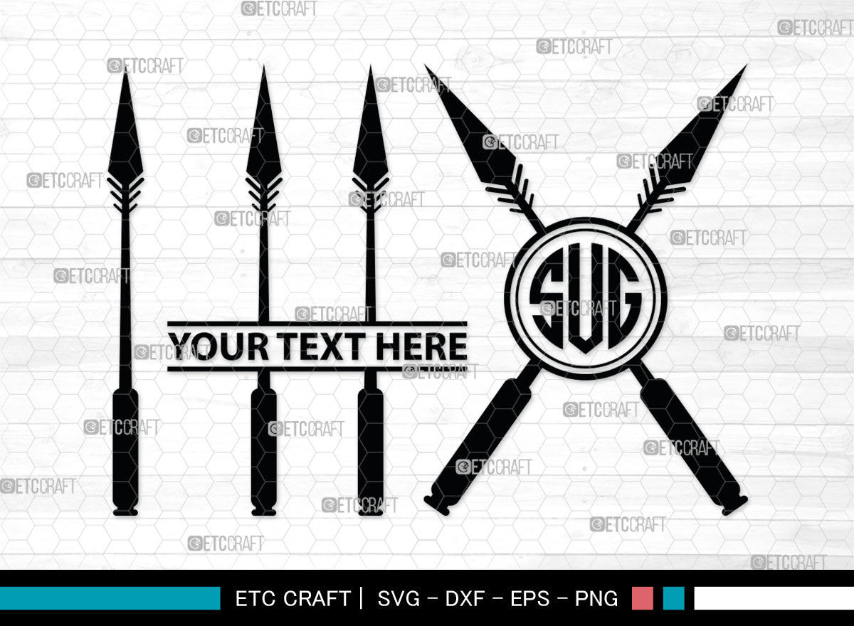 Spear Monogram, Weapon Silhouette, Spear SVG, Pike Weapon Svg, Sparta ...