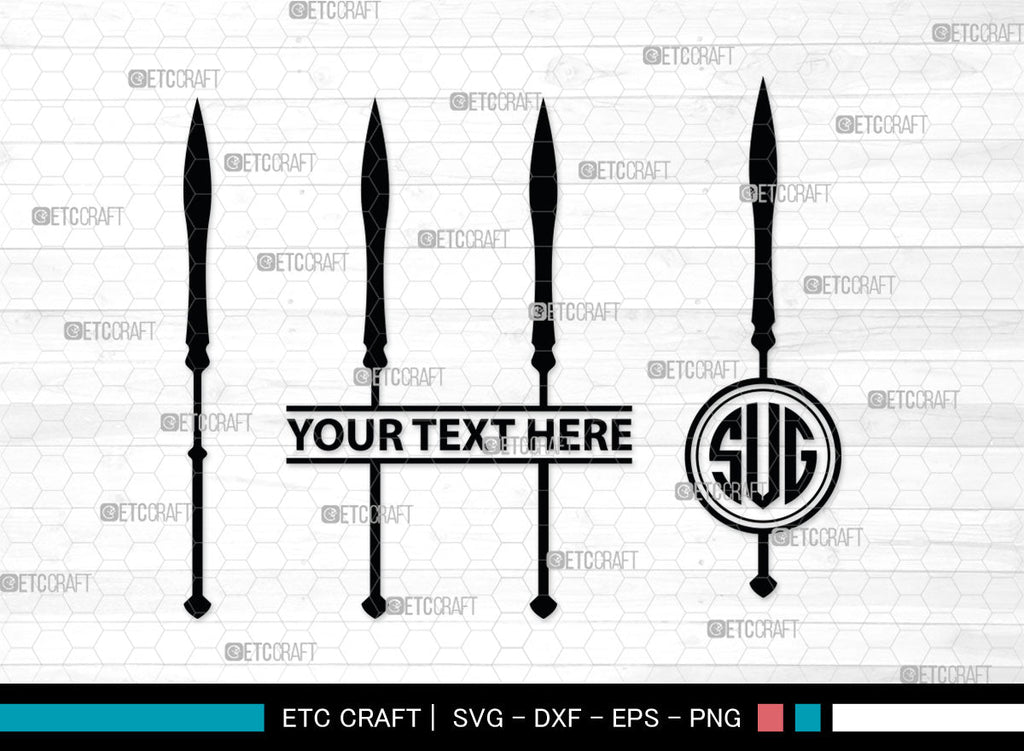 Spear Monogram, Weapon Silhouette, Spear SVG, Pike Weapon Svg, Sparta ...