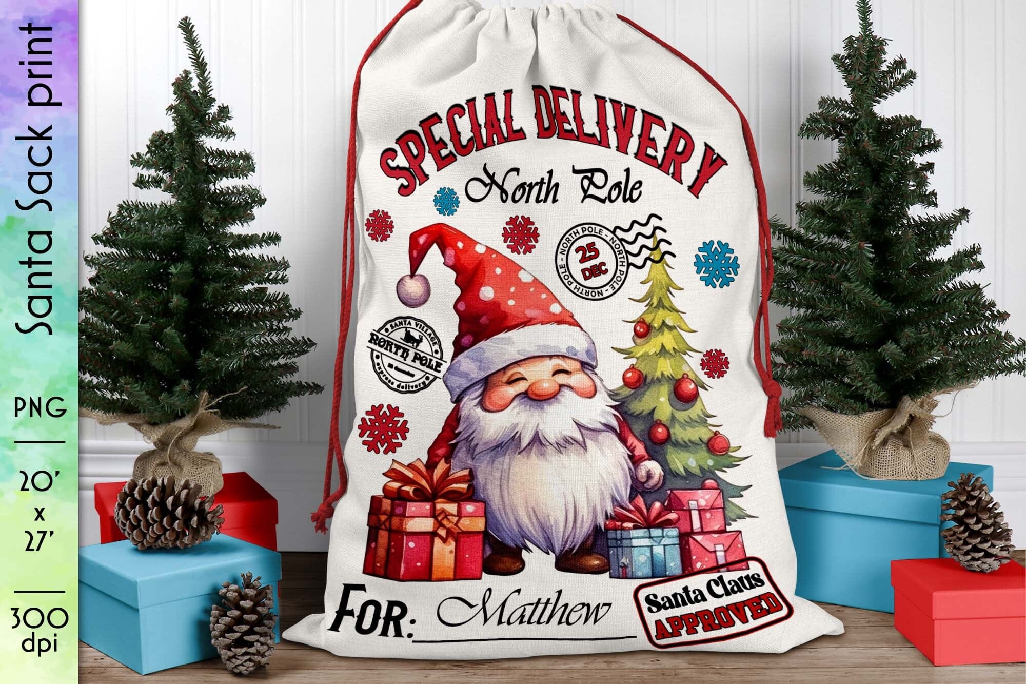 Special Delivery Santa Sack PNG Printable - So Fontsy