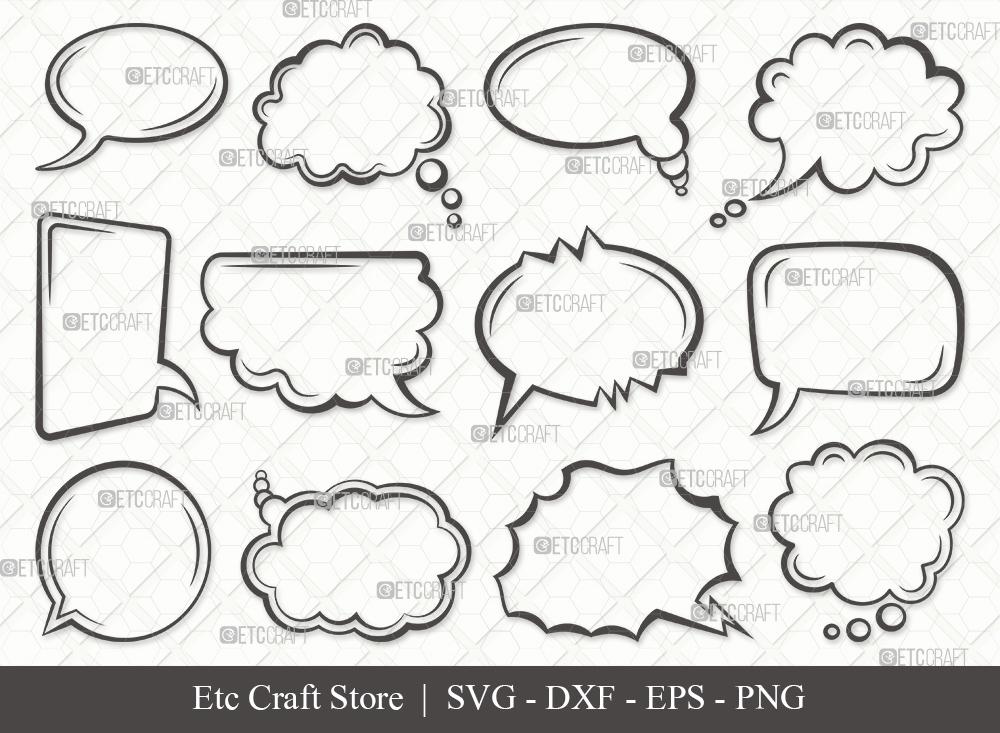 Speech Bubbles Outline SVG Cut File | Talk Bubble Svg | Text Bubble Svg ...