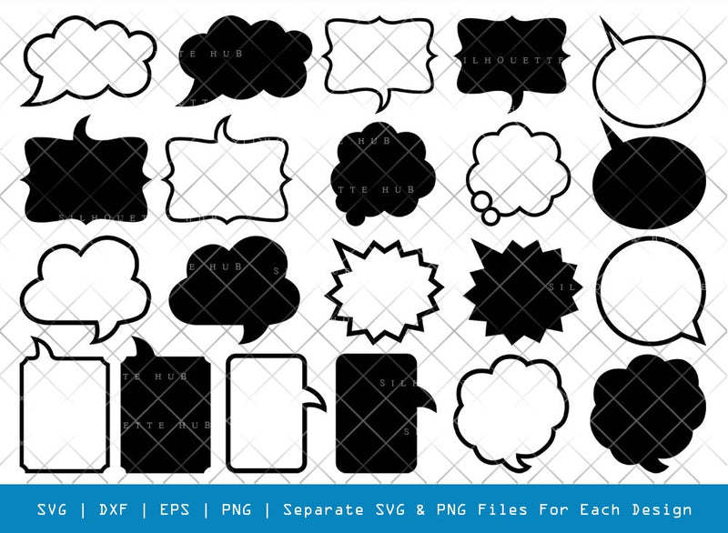 Speech Bubbles SVG Cut Files | Speech Bubbles Silhouette | Text Bubble ...