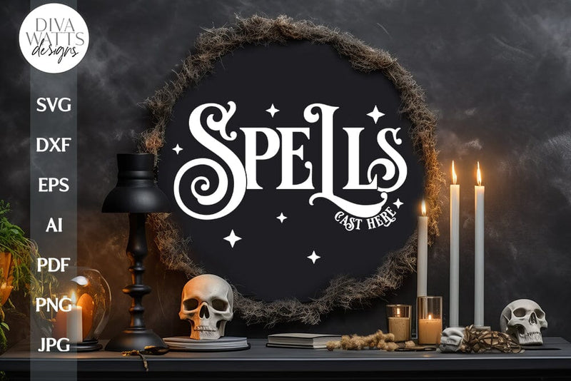 Spells Cast Here SVG Halloween Door Hanger Witch SVG Spells Design For ...