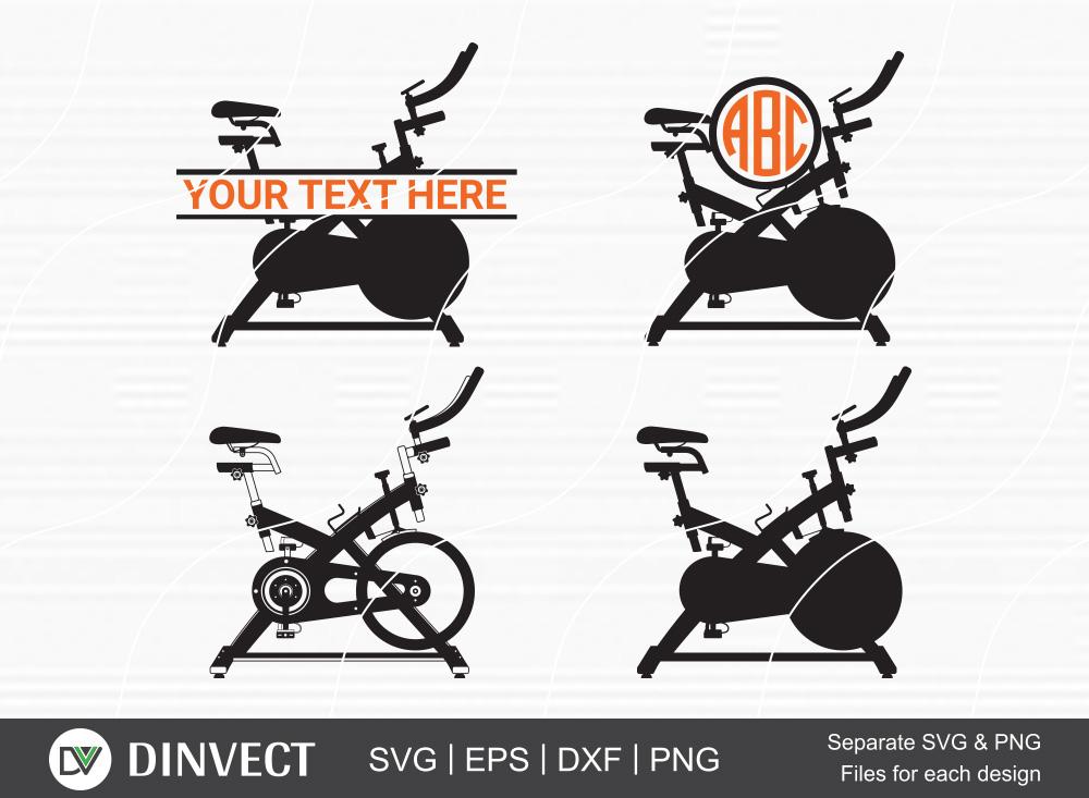 Spin Bike SVG, Spin Bike Split SVG, Spin Bike Monogram, Bodybuilding ...