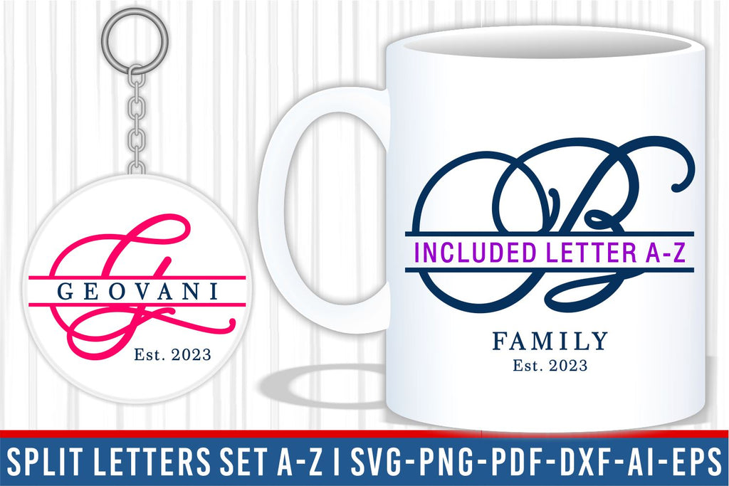 Split Alphabet Monogram Letter SVG Set A-Z, Split Letters, Split ...