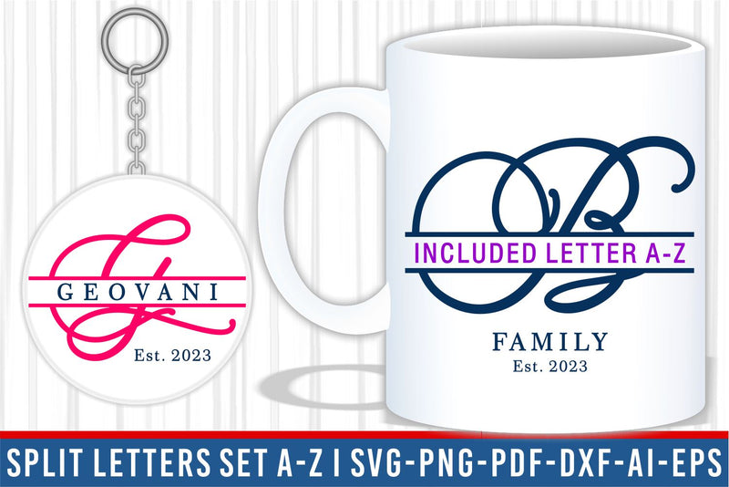 Split Alphabet Monogram Letter SVG Set A-Z, Split Letters, Split ...