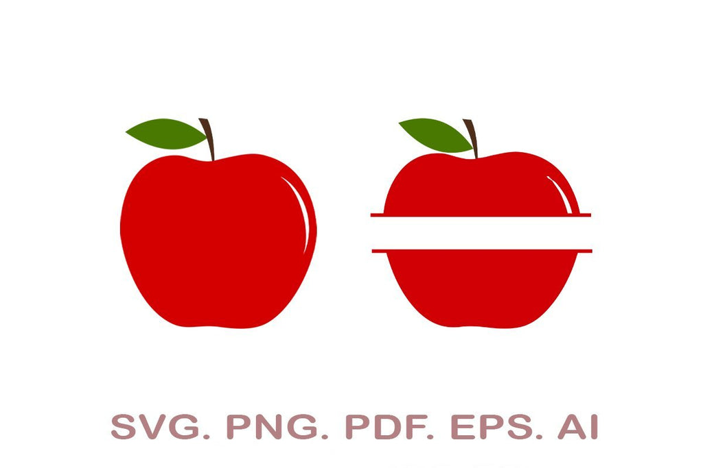Split Apple SVG, Apple SVG, Apple Monogram - So Fontsy