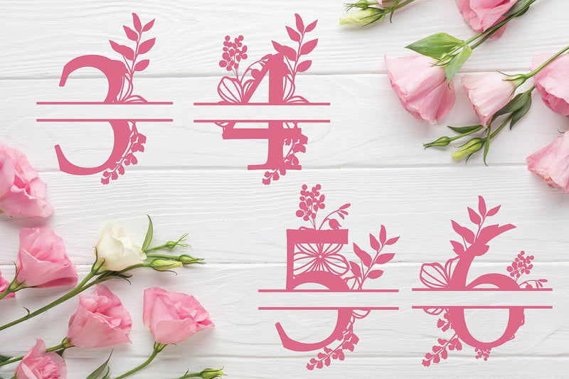 Split Botanical numbers Monogram Set 0-9 Svg cut file - So Fontsy
