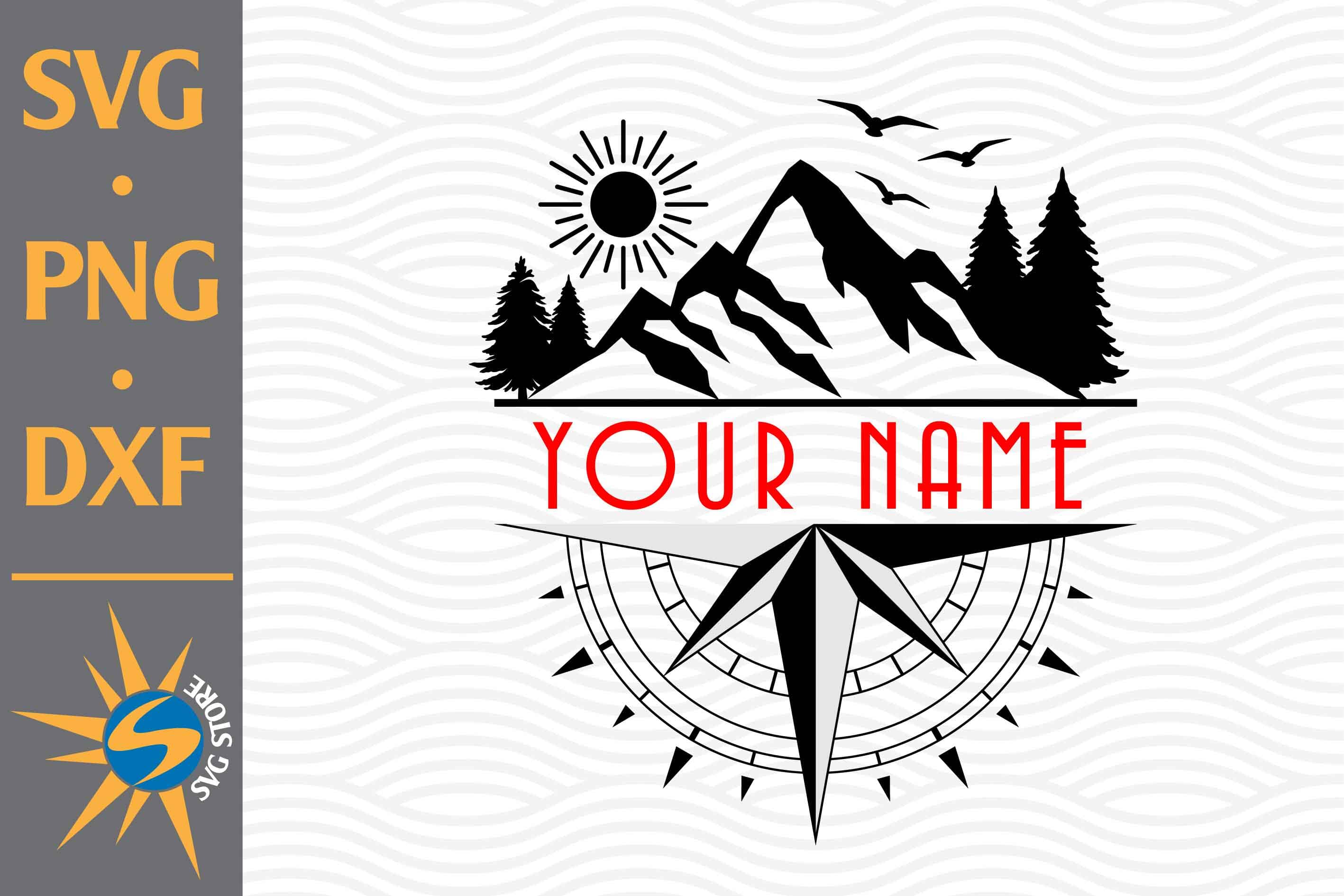 Compass Mountain SVG, PNG, DXF Digital Files Include - So Fontsy
