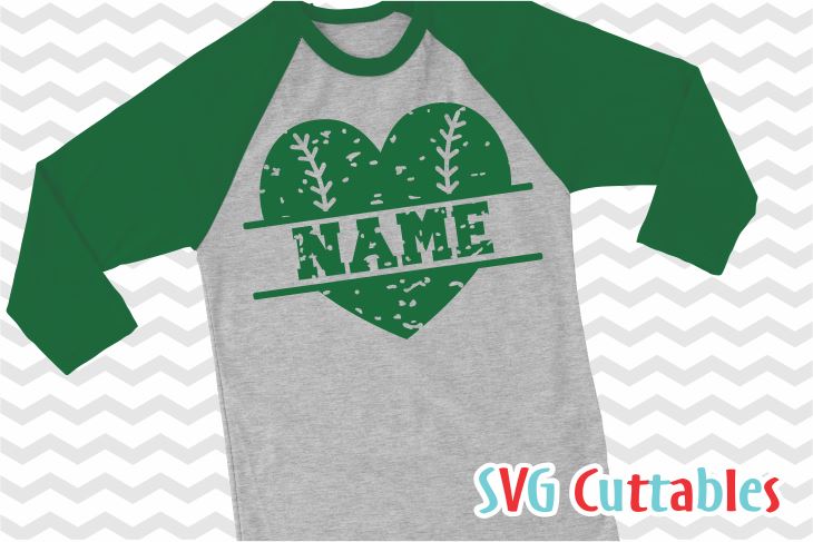 Split Distressed Baseball Heart - So Fontsy
