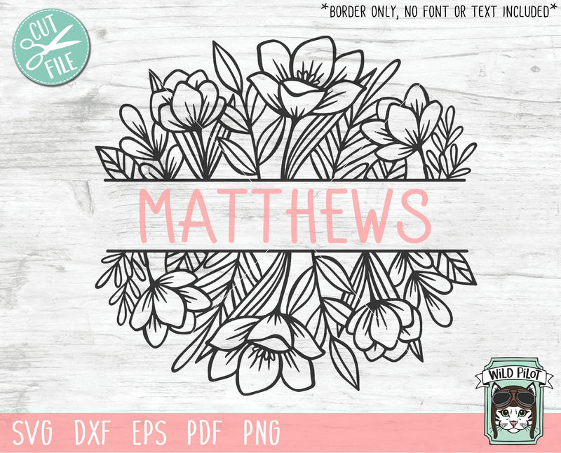 Split Floral Monogram Border SVG Cut File - So Fontsy