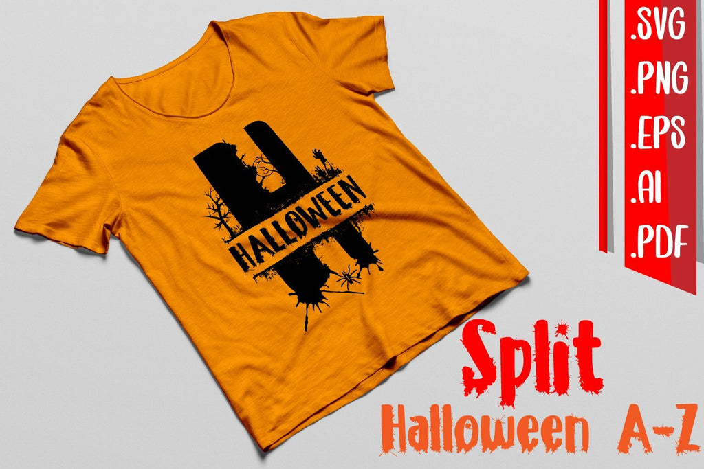 Split Halloween A-Z svg eps ai png - So Fontsy