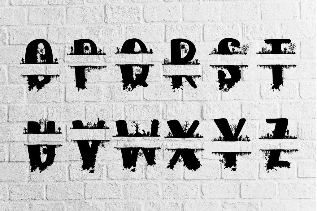 Split Halloween A-Z svg eps ai png - So Fontsy