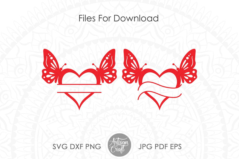 Split heart monogram SVG, butterfly heart | So Fontsy