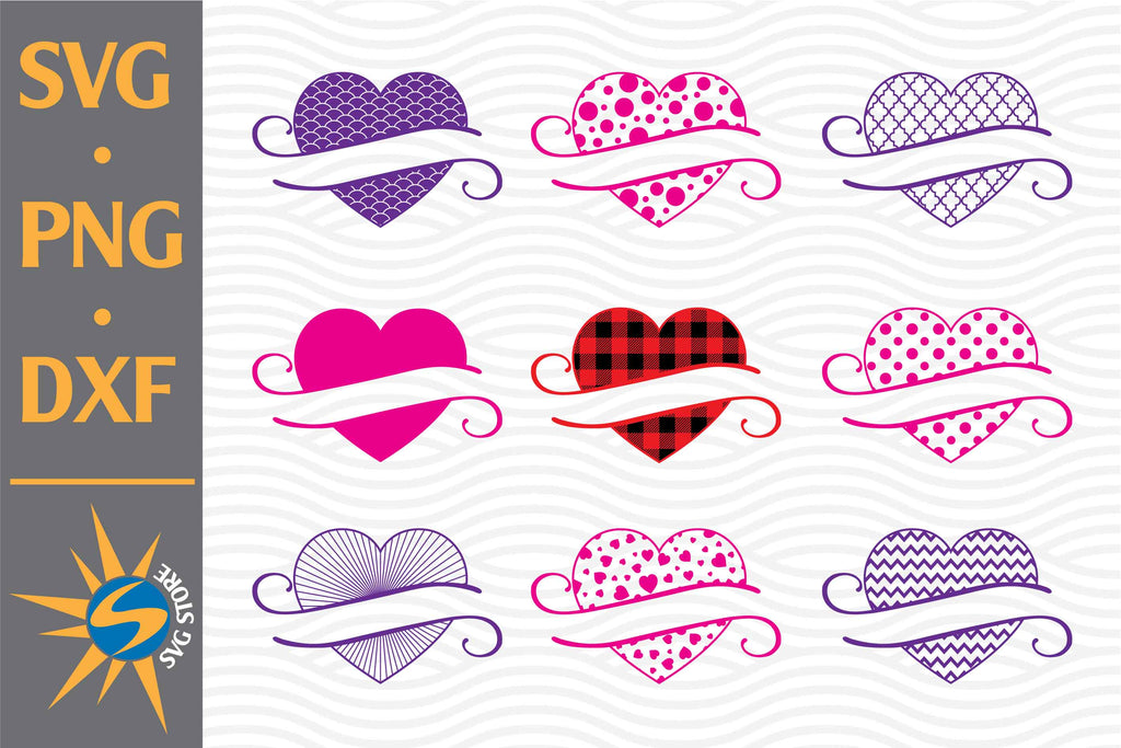 Split Heart SVG, PNG, DXF Digital Files Include - So Fontsy