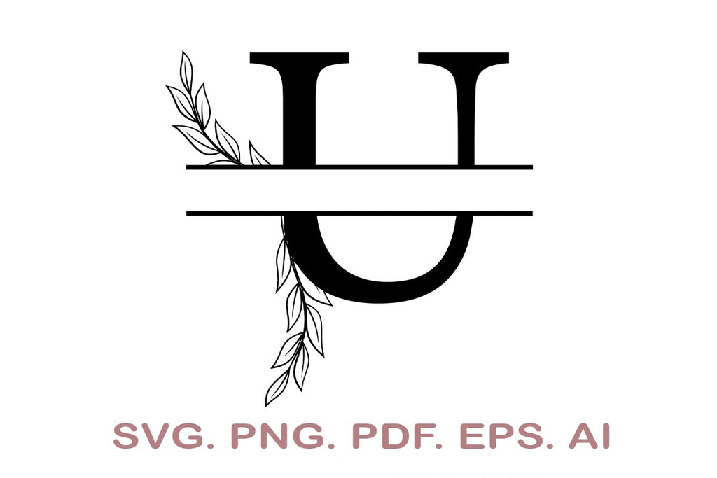 Split Letter SVG, Letter U SVG, Split Monogram SVG, Split Frame ...