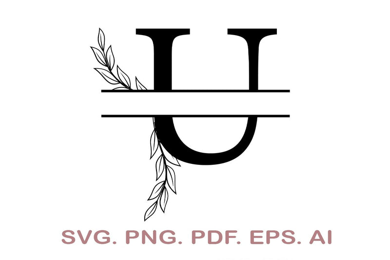 Split Letter SVG, Letter U SVG, Split Monogram SVG, Split Frame ...