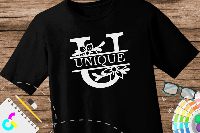 Split letter U monogram, Alphabet svg - So Fontsy