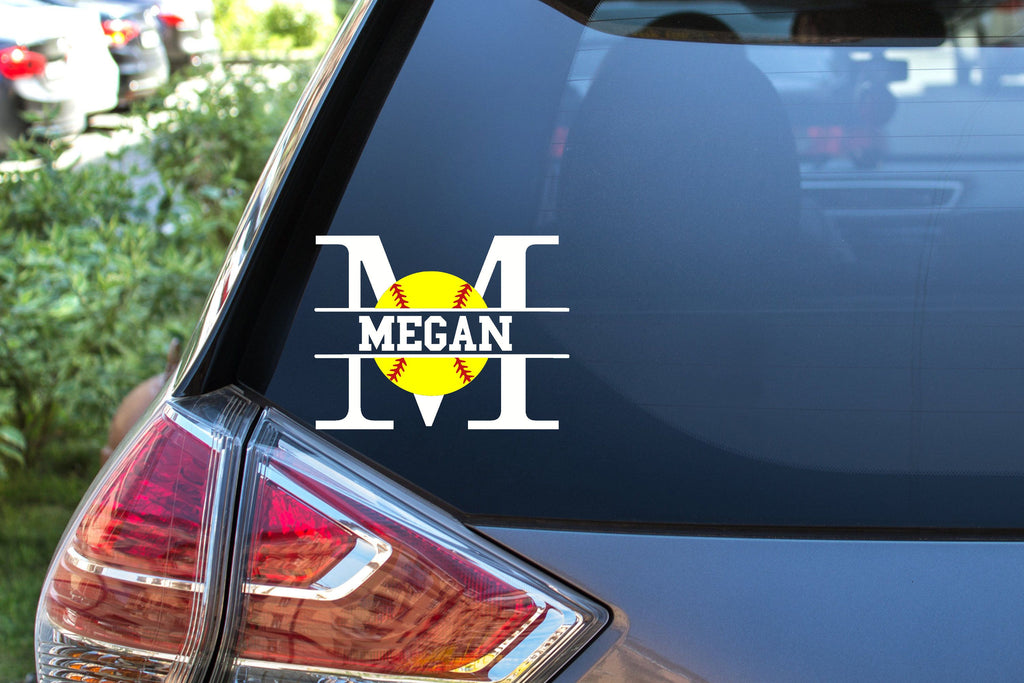 Split Letters A-Z - 26 Split Monogram Softball SVG alphabet - So Fontsy