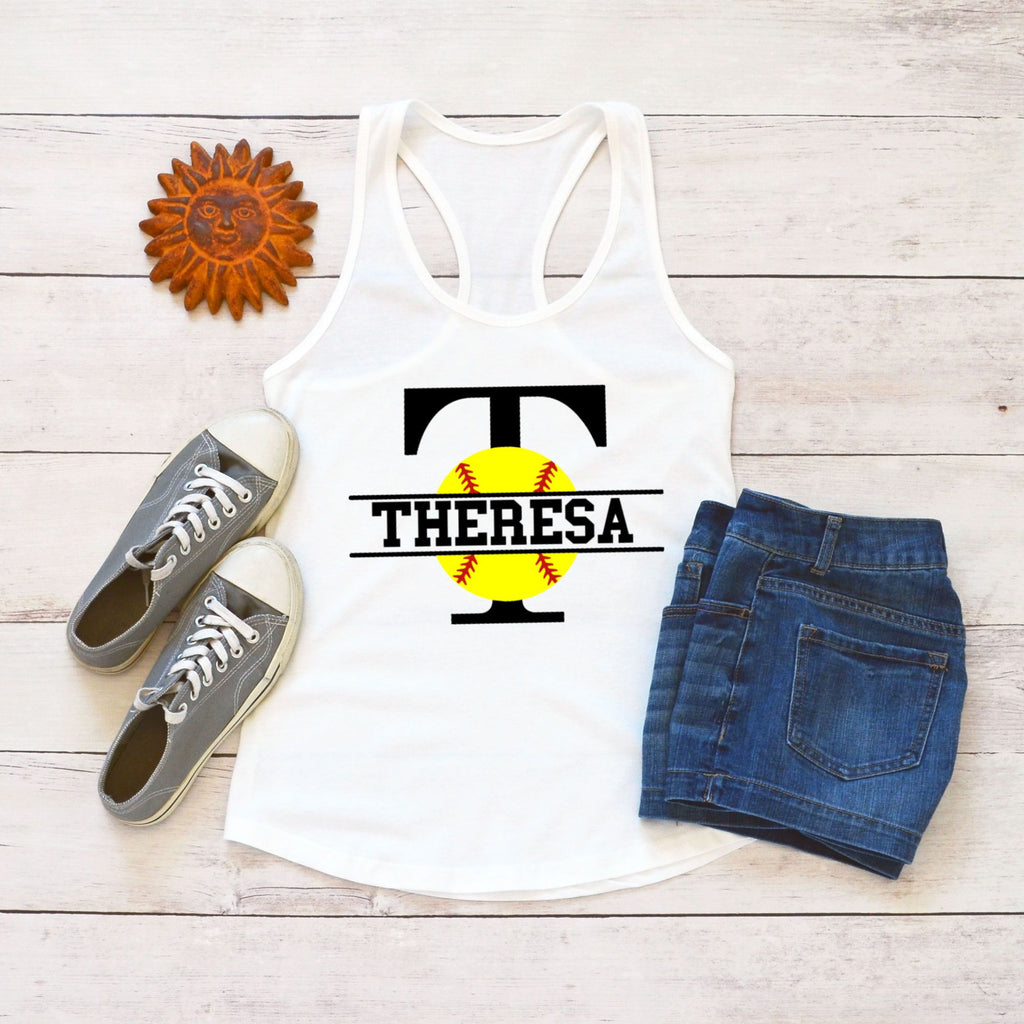 Split Letters A-Z - 26 Split Monogram Softball SVG alphabet - So Fontsy