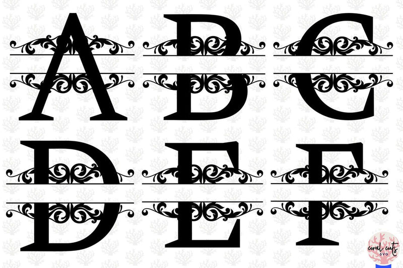Split Letters Monogram A to Z - Svg EPS DXF PNG File - So Fontsy