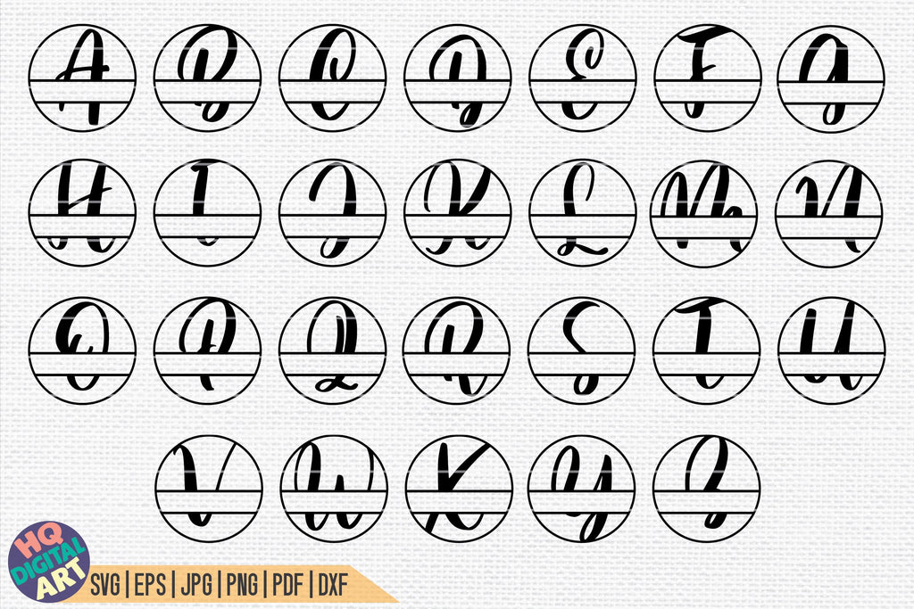 Split Monogram Alphabet Bundle SVG | 2 Letters Designs - So Fontsy