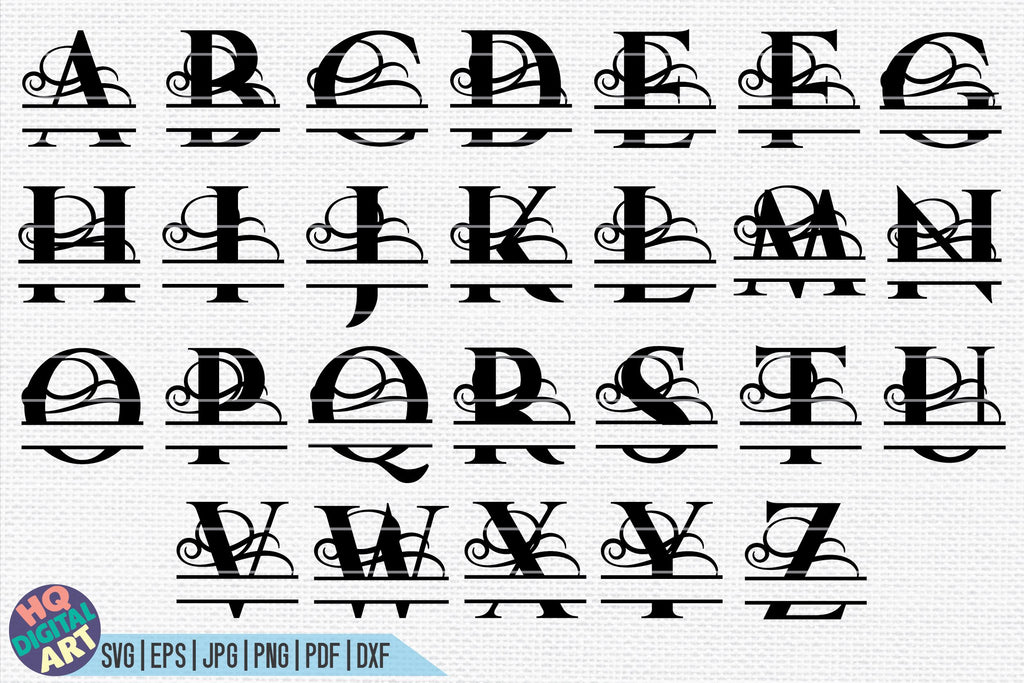 Split Monogram Alphabet SVG | 26 Split Letters - So Fontsy